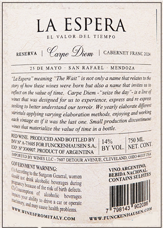 Cabernet Franc Reserva Carpe Diem, 2024 by La Espera Mendoza Argentina ...