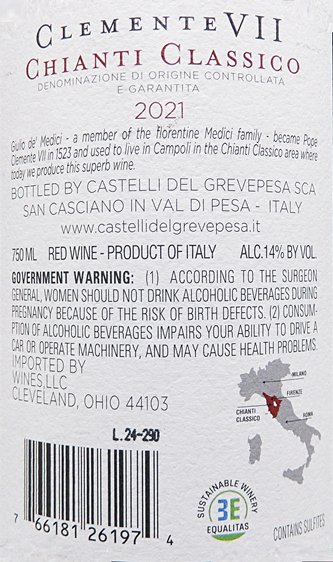 Clemente VII Chianti Classico 2021 by Castelli del Grevepesa – Wines ...