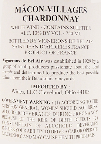Macon Villages Signature, 2022 by Vignerons de Bel Air – Wines From Italy