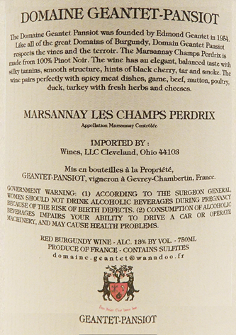 Marsannay, 2021 by Geantet Pansiot – Wines From Italy